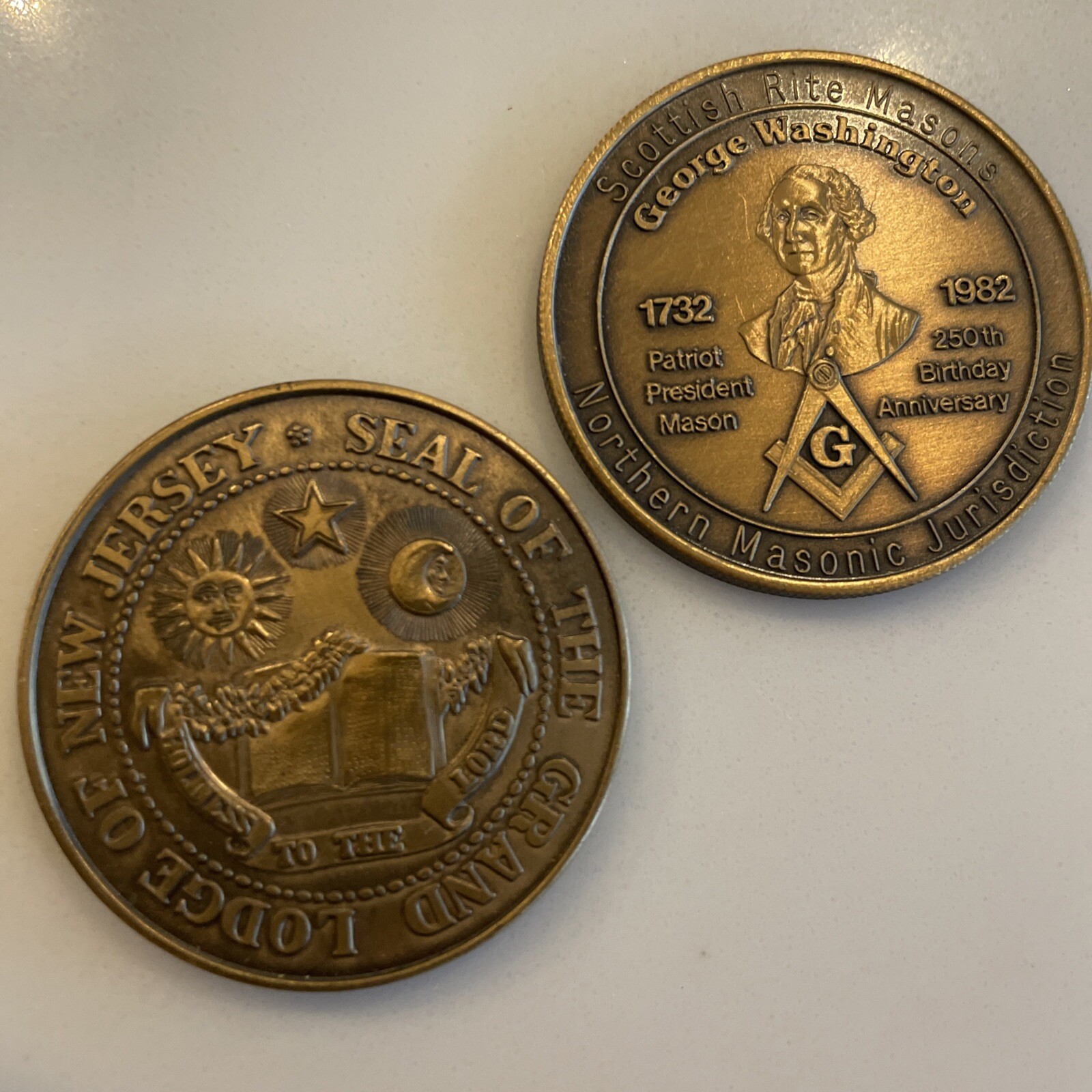 1976 Masonic Grand Lodge NJ Bicentennial American Rev Coin & 1982 ...