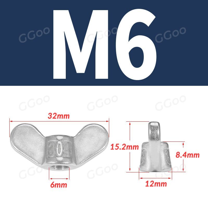 Flügelmutter DIN 315 runde Form M4 5 6 8 10 12 16 20 Edelstahl V2A ...