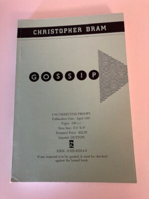 Gossip by Christopher Bram (1997) Advance Uncorrected Proofs (ARC) VG ...