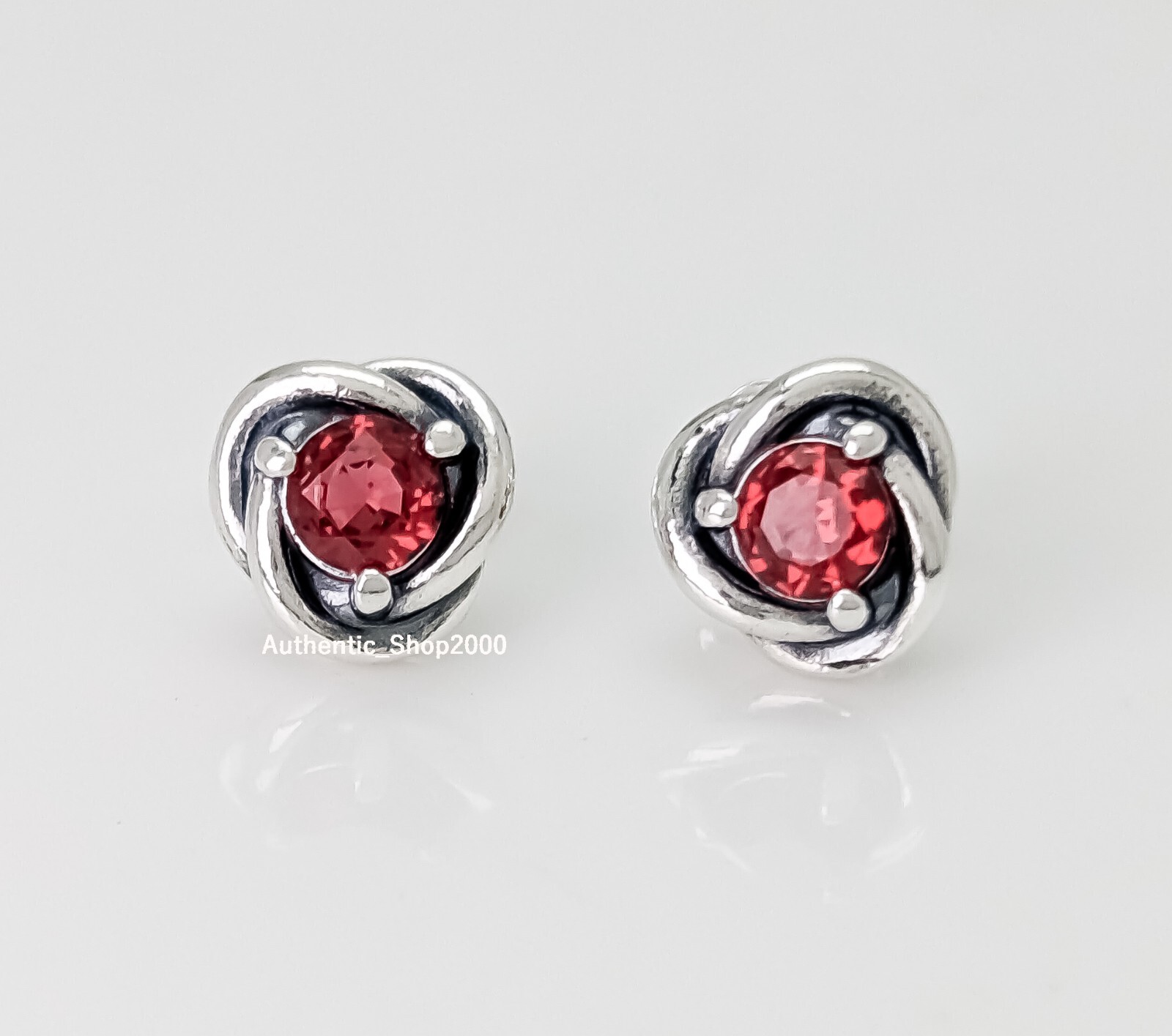 New 100% PANDORA 925 July Red Birthstone Eternity Circle Stud Earrings ...