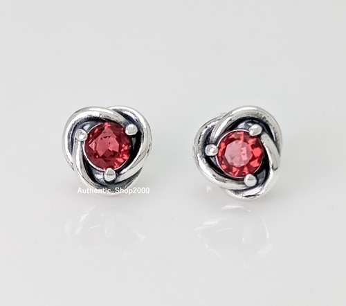 New 100% PANDORA 925 July Red Birthstone Eternity Circle Stud Earrings ...