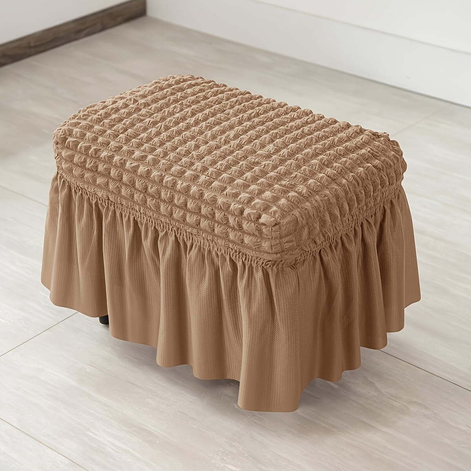 Ottoman Cover Rectangular Storage Ottoman Slipcovers with Skirt Stretch ...