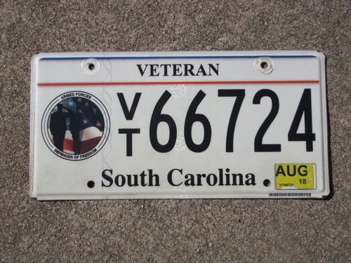 South Carolina Veteran License Plate SC Air Force Navy Marines Army ...