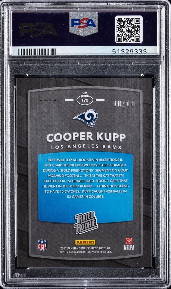 2017 Donruss Optic Cooper Kupp Rated Rookie Gold Prizm /10 PSA 10 Super ...