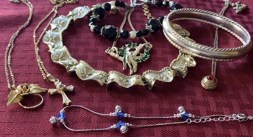 Vintage Modern Jewelry Lot Necklace Choker Bracelet Signed PD STAR Rose ...