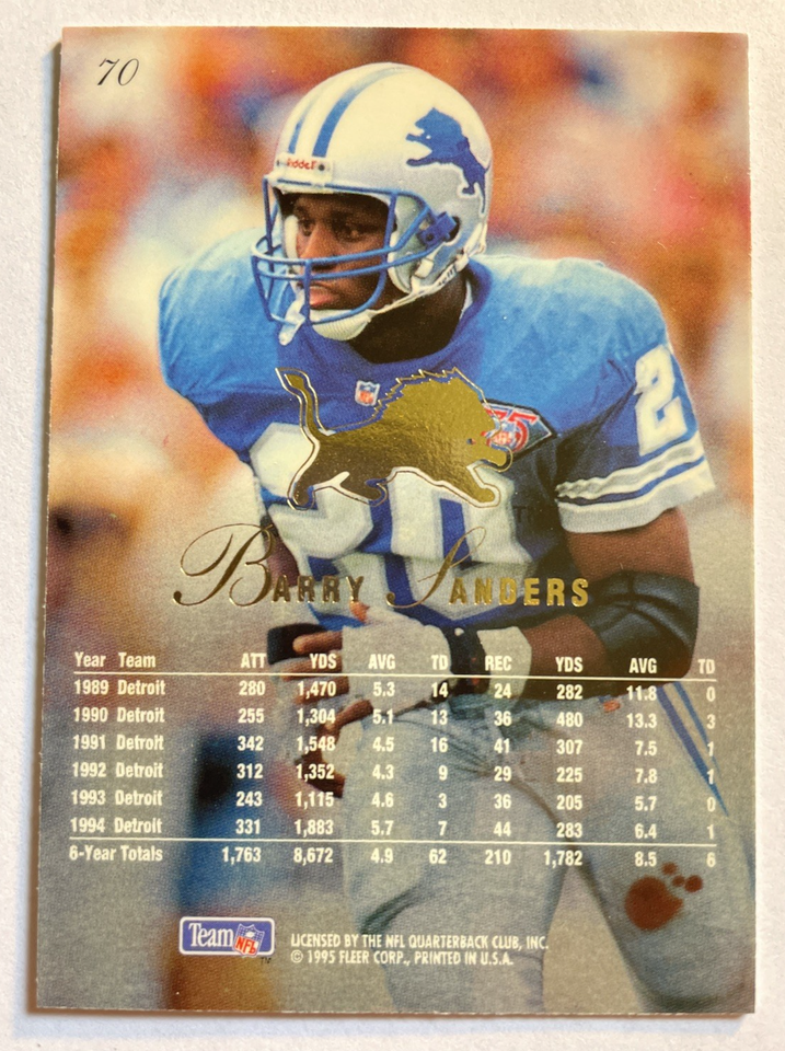 🏈🏈 1995 Fleer Flair #70 Barry Sanders Detroit Lions Hall of Fame 🏈🏈 | eBay