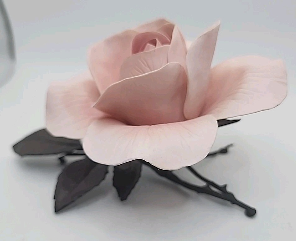 Boehm Queen Elizabeth Pink Rose Porcelain Flower Limited Edition Bronze ...
