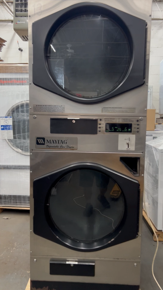 Maytag 30Lb Stack Gas Dryer MLG32PDBWS 120V 60Hz 1Ph SS Coin Operated ...
