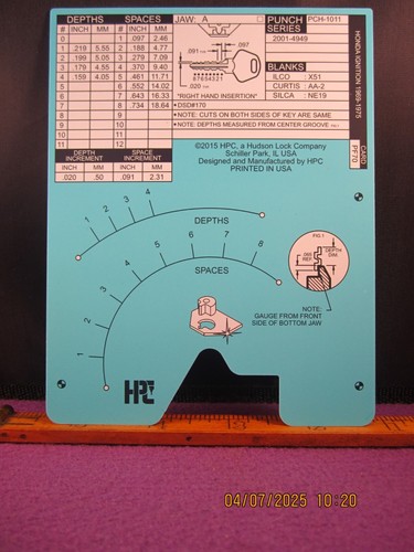 HPC 1200 KEY PUNCH CODE CARD PF 70 ( HONDA INGITION 1969 - 1975 ) BRAND ...