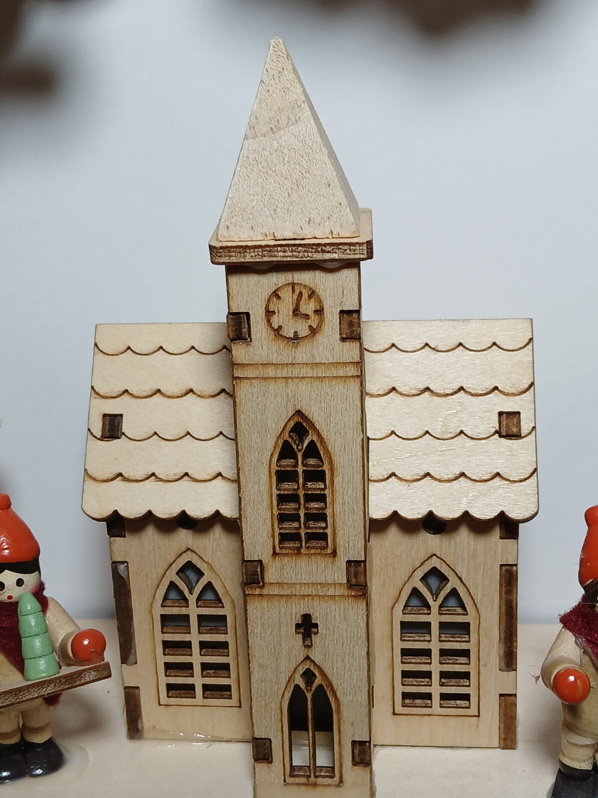 Wooden Christmas Advent Calendar German Style LED Battery Powered 24 ...