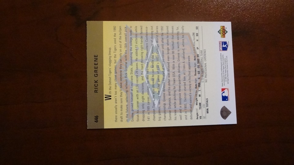 1993 UPPER DECK TOP PROSPECT #446 RICK GREENE BASEBALL CARD | eBay