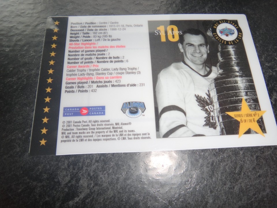 canada scott#1885f mint stamp card syl apps | eBay