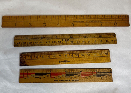 Vtg Lot of 4 - The Eyesaver Midget Ruler Seneca, Dixon, Stateliness 6-9 ...