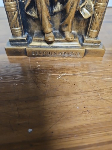 Abraham Lincoln Statue Figurine Memorial Polished Gold Color President ...