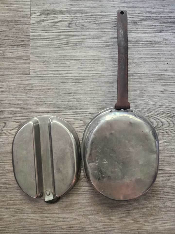 Vintage 1944 WW2 U.S. Military USGI Mess Kit Cook Pan, Handle, Plate ...