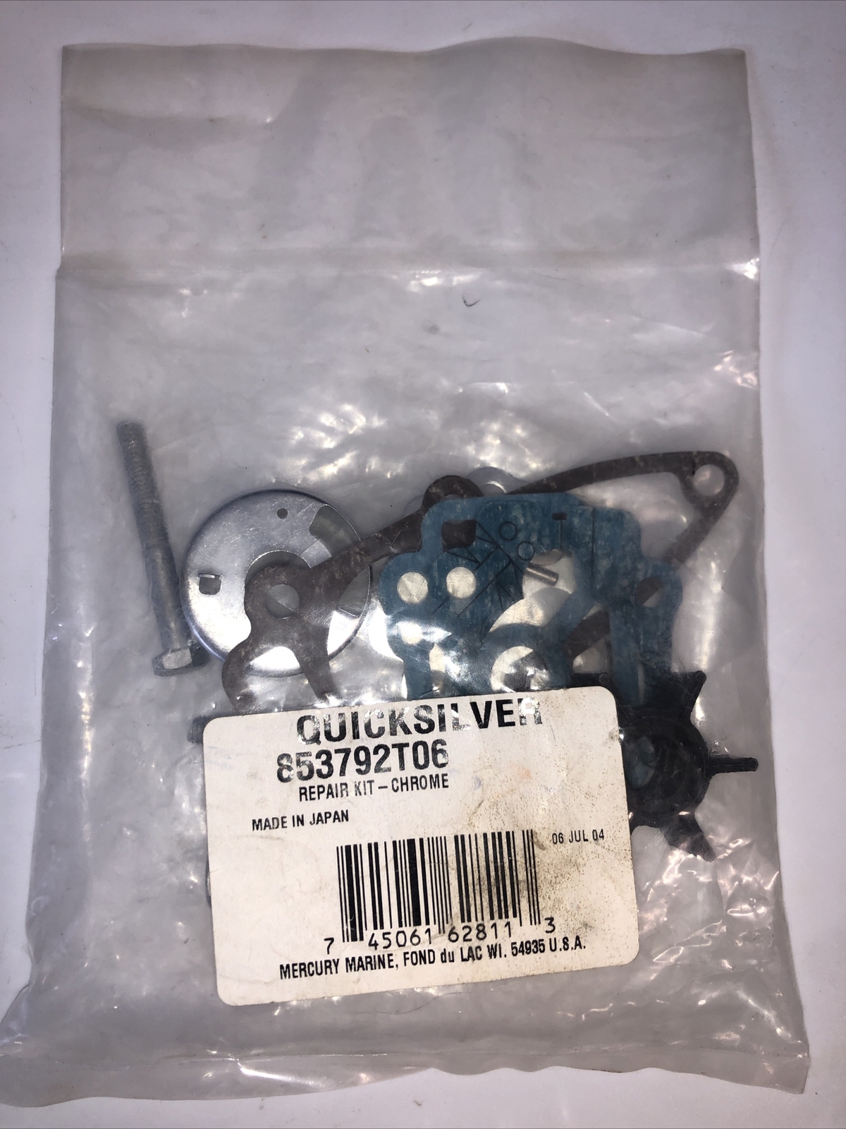 853792T06 NEW GENUINE OEM MERCURY QUICKSILVER CHROME WATER PUMP KIT LOT ...