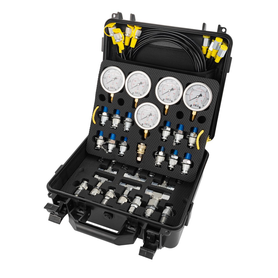 Hydraulic Pressure Test Kit 5 Gauges 13 Couplings 14 Tee Connectors 5 ...