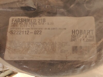 Hobart Fabshield 21B E71T-11 MIG Wire .045" 10 LBS Spool S222112-022 | eBay