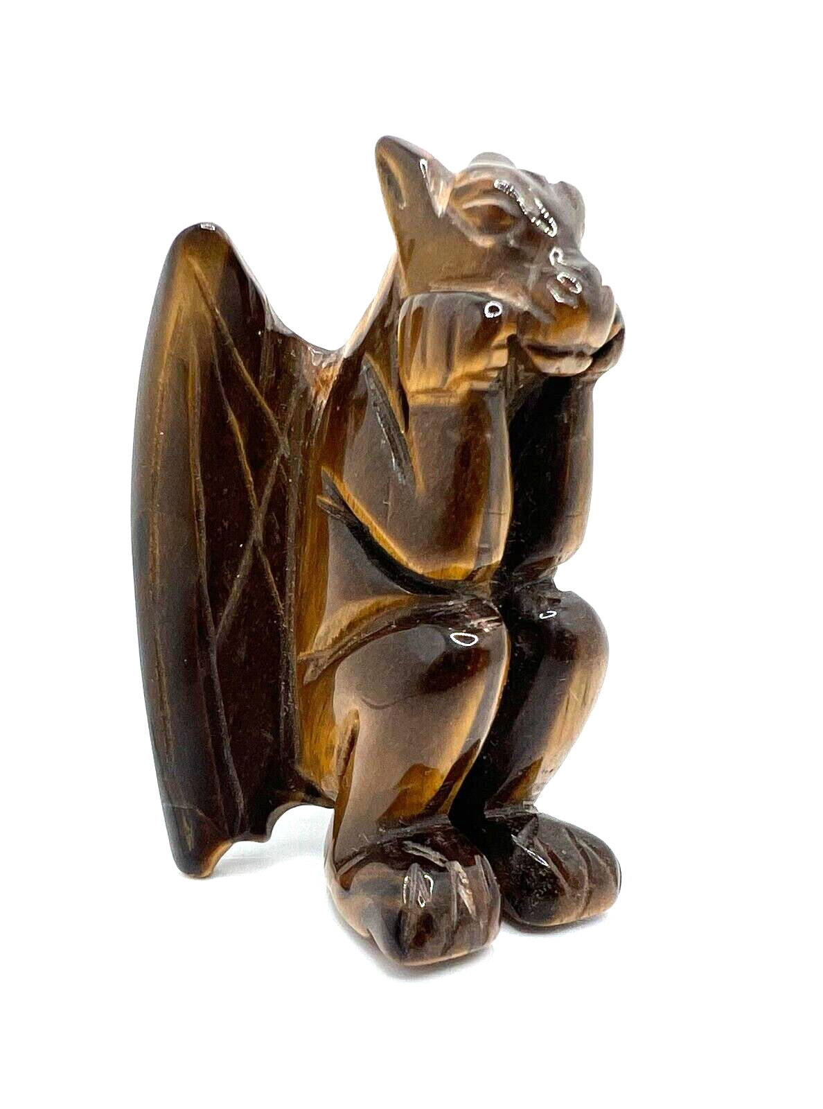 Hand Carved Tiger Eye Gargoyle Figurine 2" | eBay