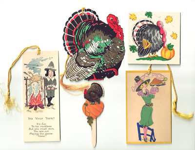 HTF 1920s Vintage Thanksgiving Holiday Turkey Bridge Tally Cards, Cake ...