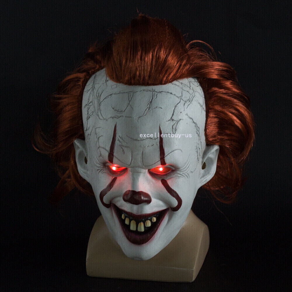 LED Pennywise Clown Mask Stephen King's IT Halloween Cosplay Full Mask ...