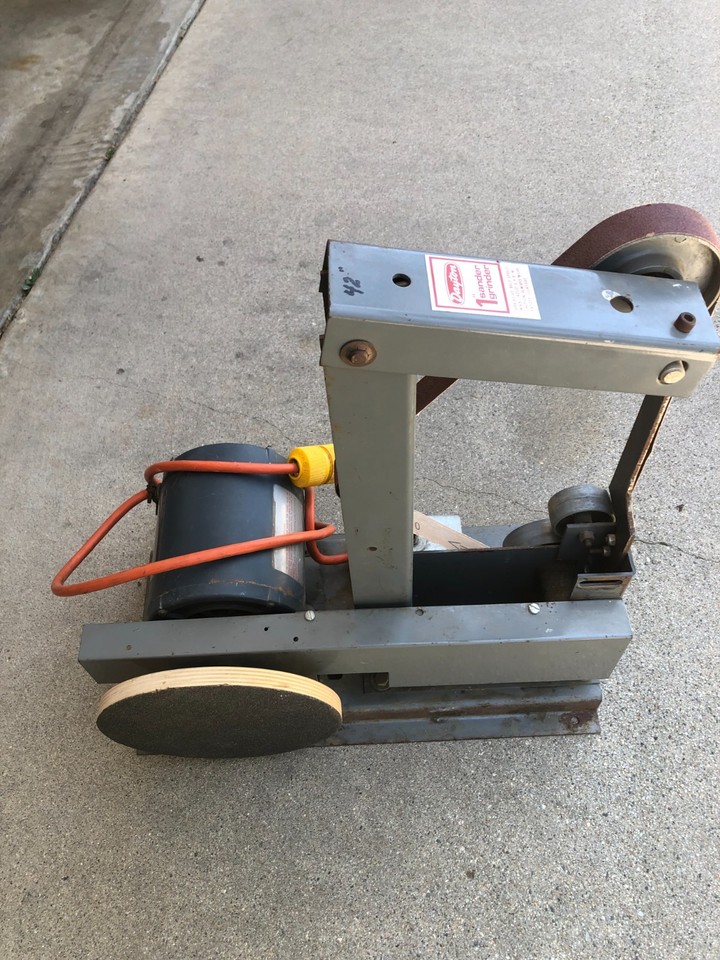 VINTAGE 42" Belt Sander Sander Grinder Dayton w/ Motor ...nice rig! 1 ...