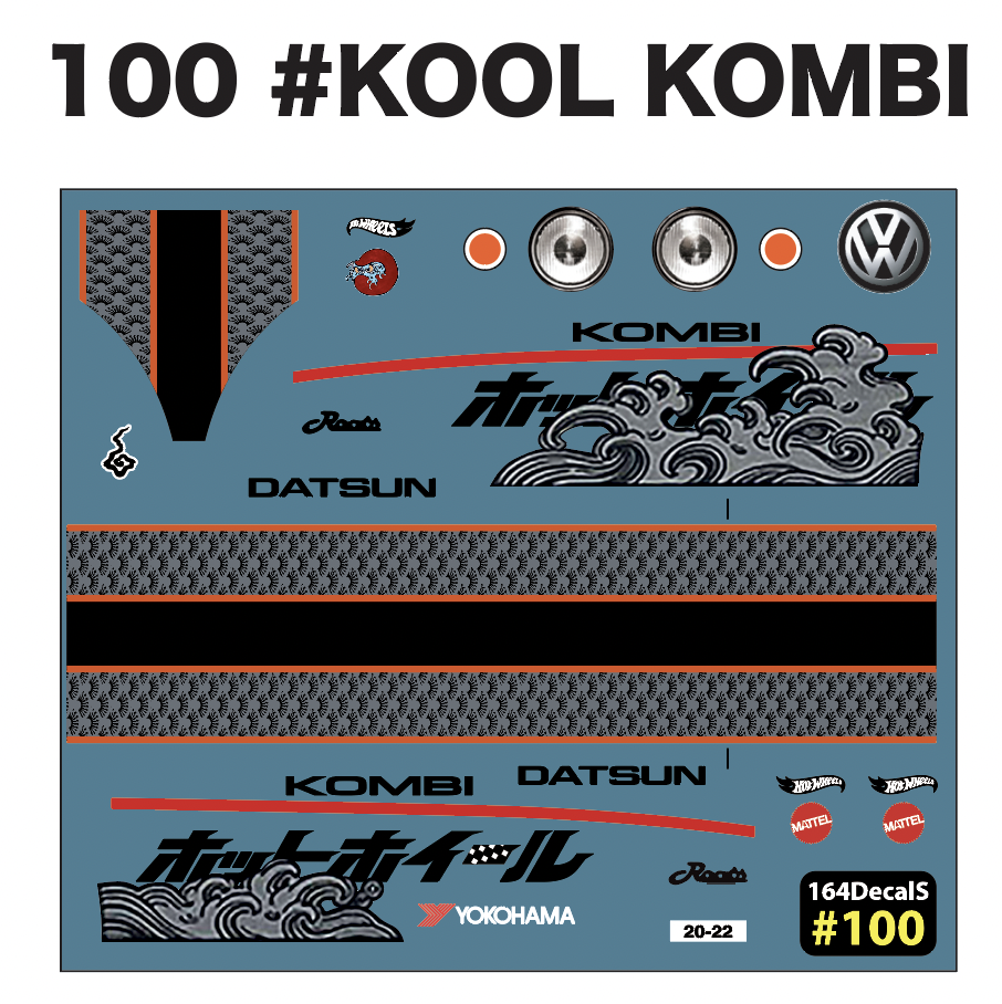 KOOL KOMBI Japanconvension 2022 Waterslide Decals 1/64 CUSTOM Hot ...