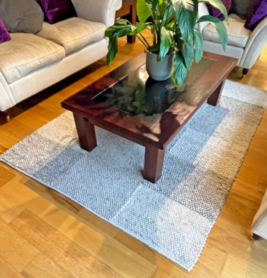 Dunelm Jelly Bean Pebble Patchwork Wool Rug Grey Natural 160cm x 230cm ...