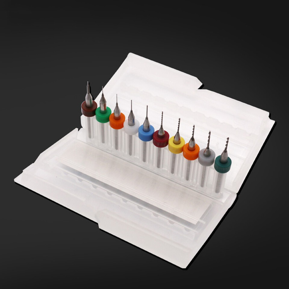 10 Piece PCB Carbide Micro Twist Drill Bits Set Rotary Tool - 0.1mm-1 ...