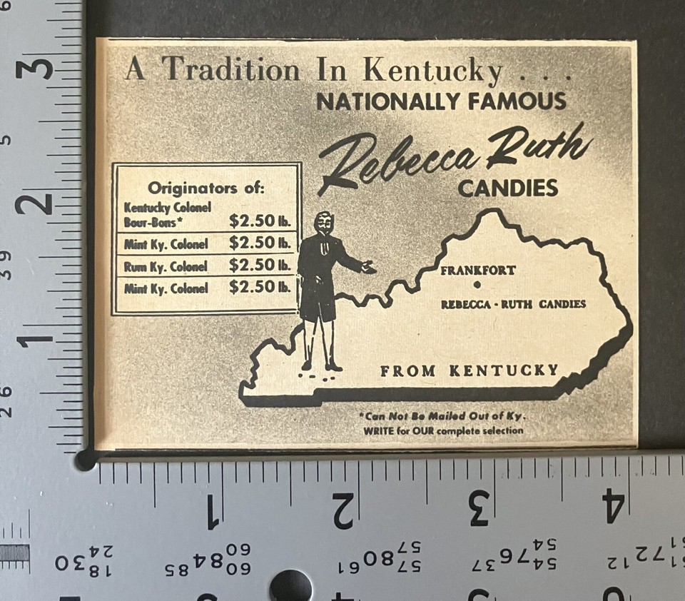 1960 Rebecca Ruth Candies Frankfort Kentucky Nationally Famous Vintage ...