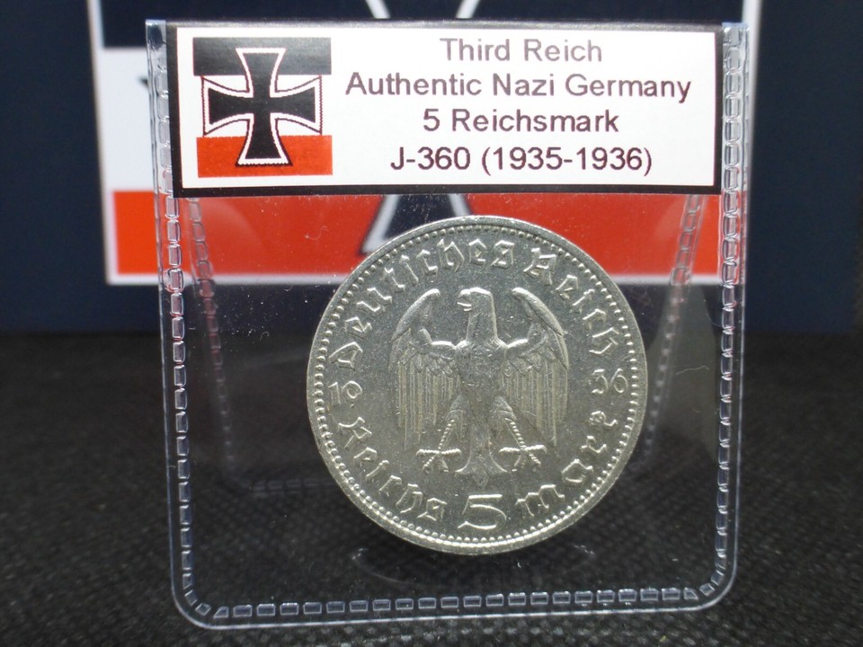 Nazi Silver Coin 5 Reichsmark Third Reich Germany Beautiful Hindenburg ...