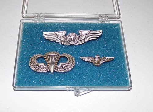 Sterling Silver WWII US Military Wings Pins Army Air Crew, Paratrooper ...