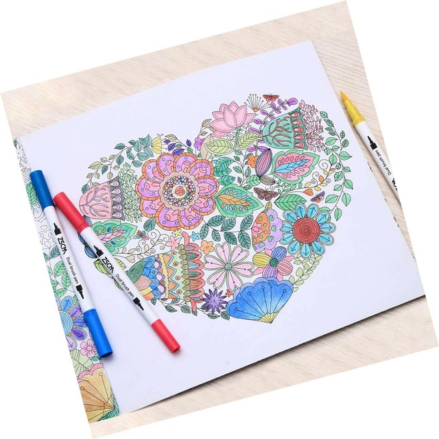 Dual Tip Brush Pens Art Markers by Tanmit 0.4mm Fine Liners 60 Colors ...