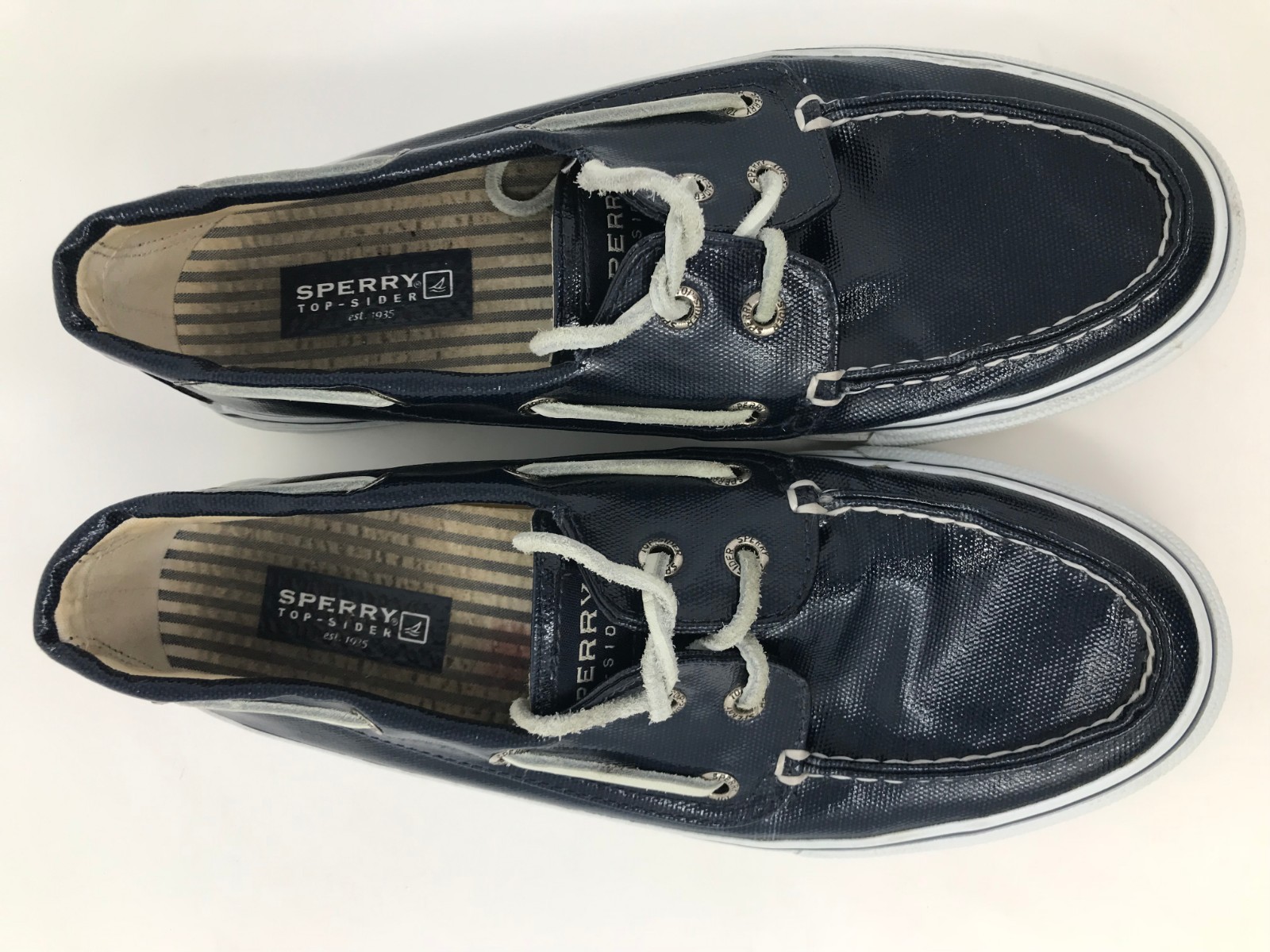 Sperry Top Sider NAVY Blue Shiny Patent Deck Boat Shoes 0632873 F9 ...