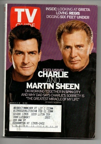 TV Guide Mag March 2 2002 Martin Charlie Sheen Gene Kelly Greta Van ...