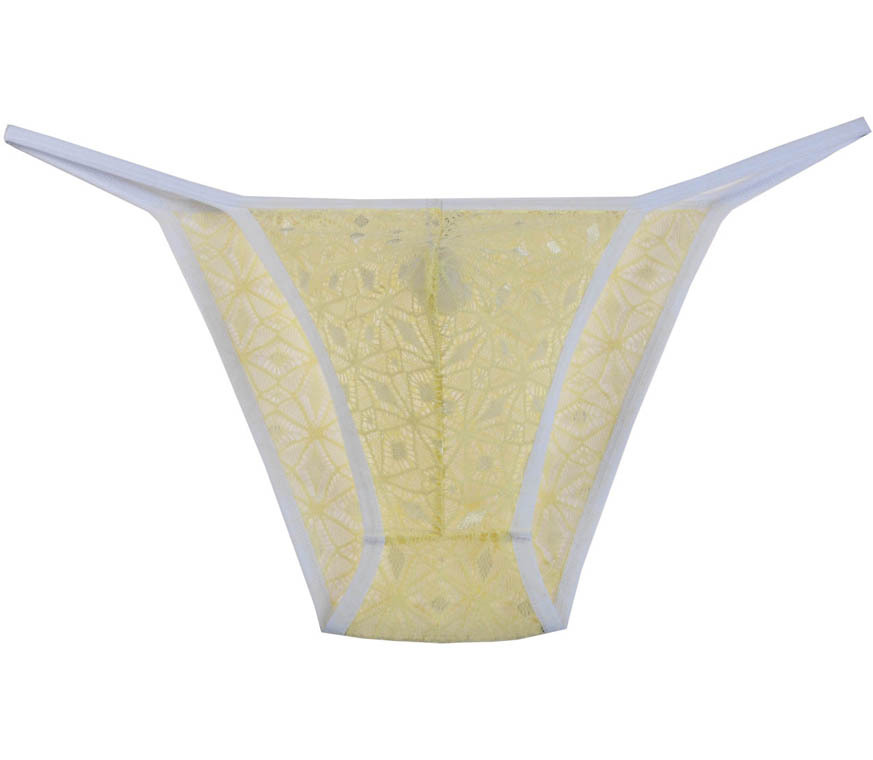 Men's Sheer Jacquard Rhombus Lace Briefs Underwear Pouch Open Side ...