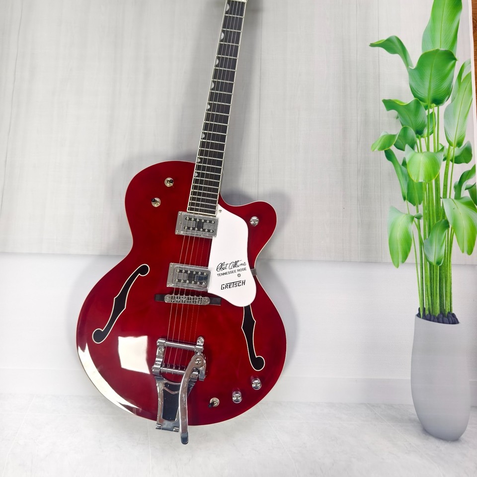 Ship from US 144 Red hollow-body electric guitar 2H pickup Bigsby ...