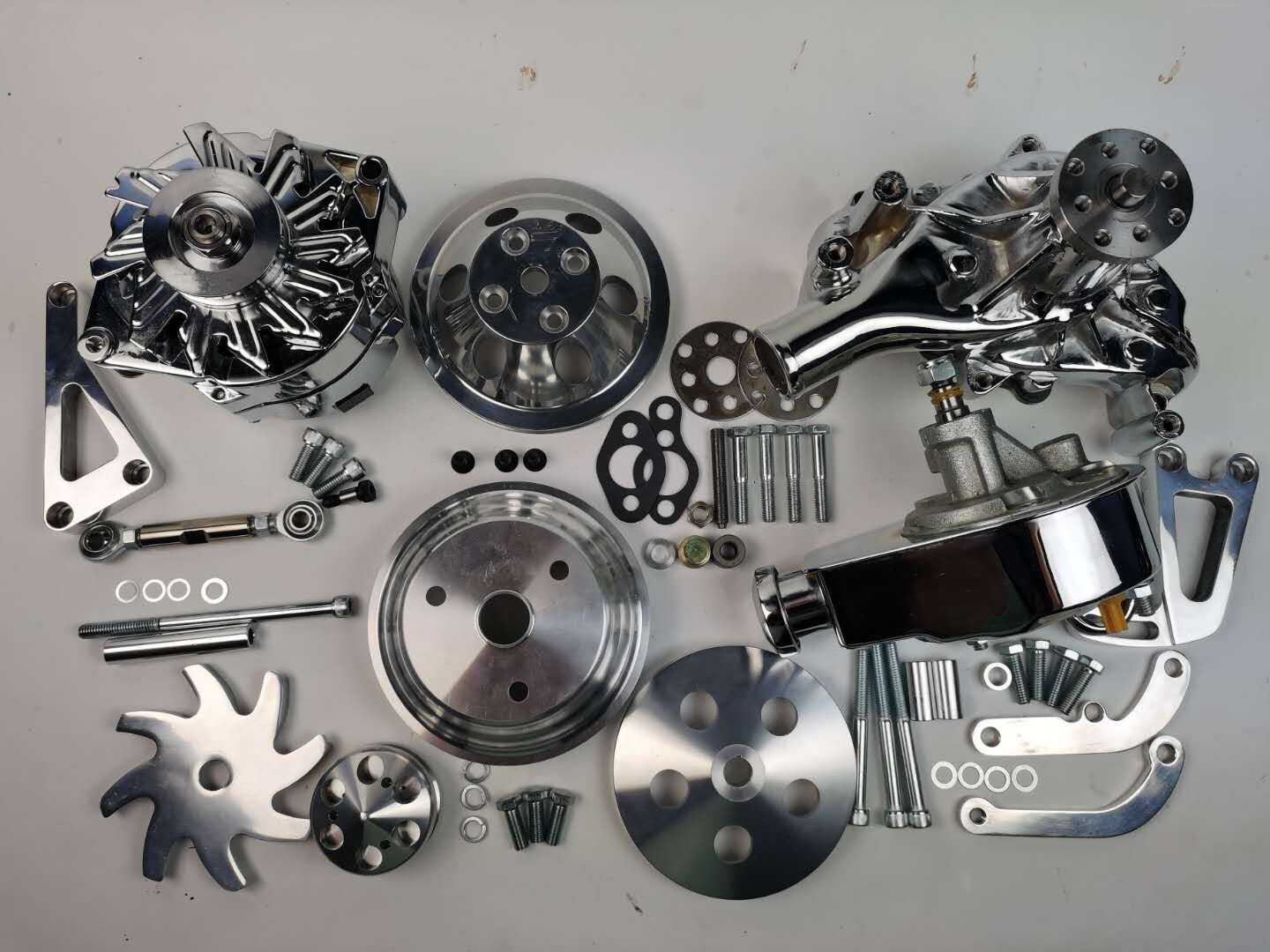 SBC Small Block Chevy Aluminum Front Accessory Dress Up Complete Kit ...