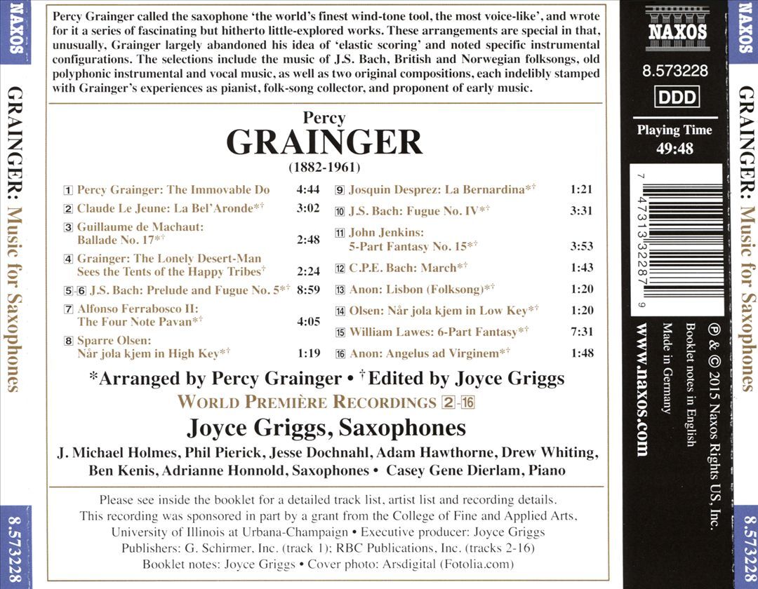 JOYCE GRIGGS GRAINGER: MUSIC FOR SAXOPHONES NEW CD 747313322879| eBay