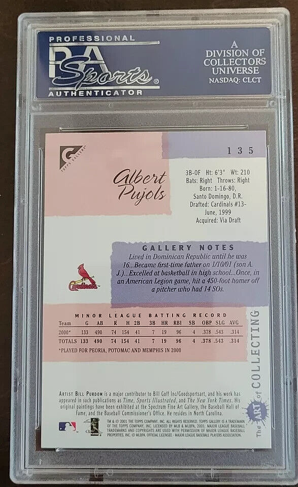 ALBERT PUJOLS 2001 Topps Gallery ROOKIE #135 GRADED PSA 9 MINT HOF ...