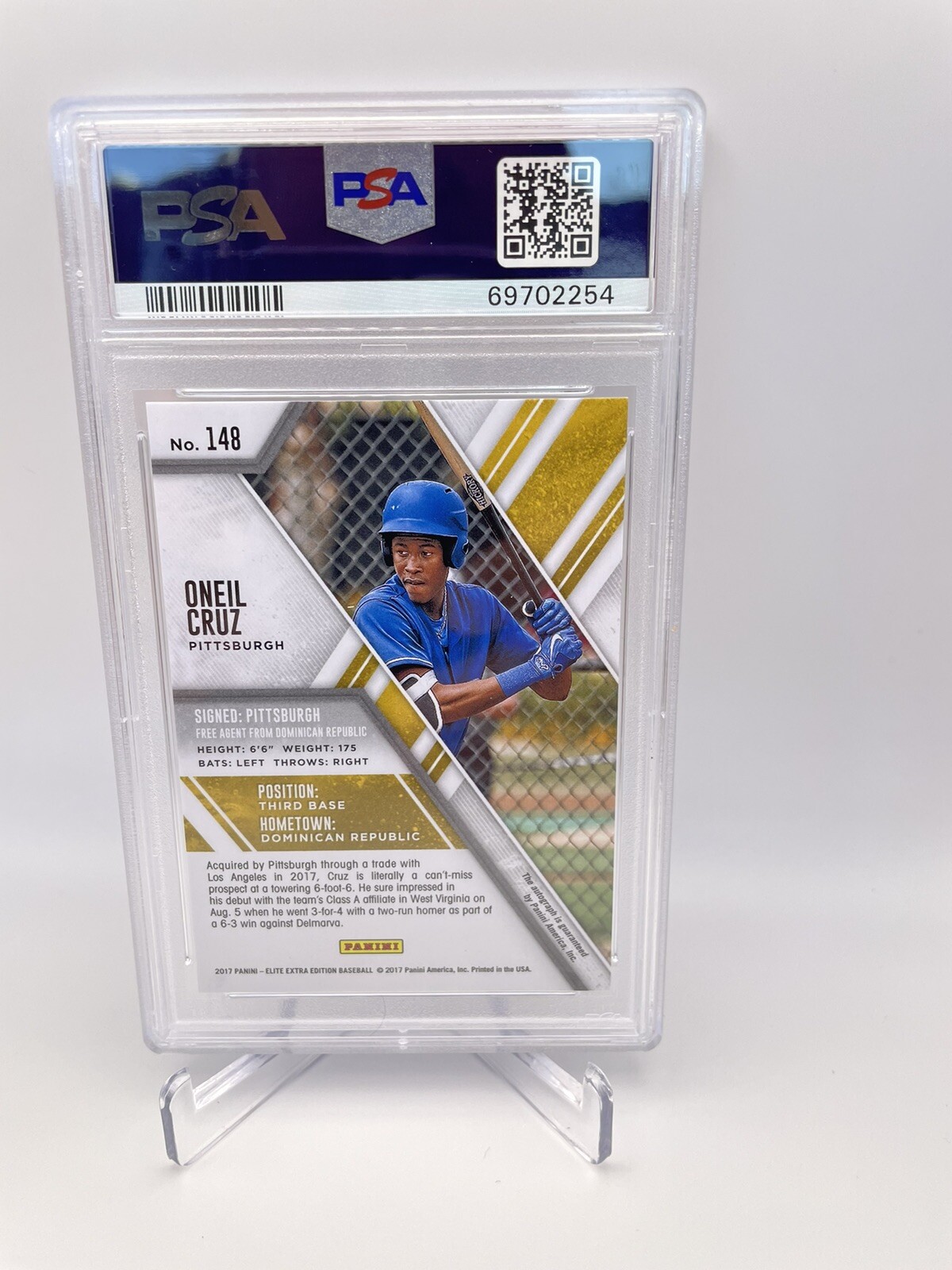 2017 Panini Elite Extra Edition /Auto Purple /100 Oneil Cruz PSA 10 ...