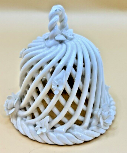 Woven White Glazed Porcelain Bell with Flowers by Crown Staffs of ...