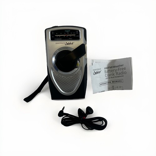 Innovage Outdoor AM/FM/ Weather Battery-Free Crank Radio with Ear Bud ...