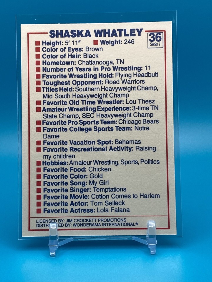 1988 Wonderama NWA Shaska Whatley #36 | eBay