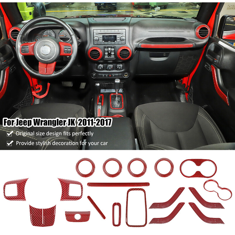 Interior Accessories Decor Trim Cover Kit Red For Jeep Wrangler JK 2011 ...