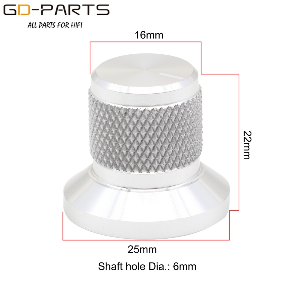 25mm*22mm Solid Aluminum Rotary Pointer Knob 6mm Hole For Hifi Audio ...