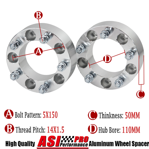 2*50MM 5X150 Wheel Spacers For Land cruiser 100 105 200 205 70 76 78 79 ...
