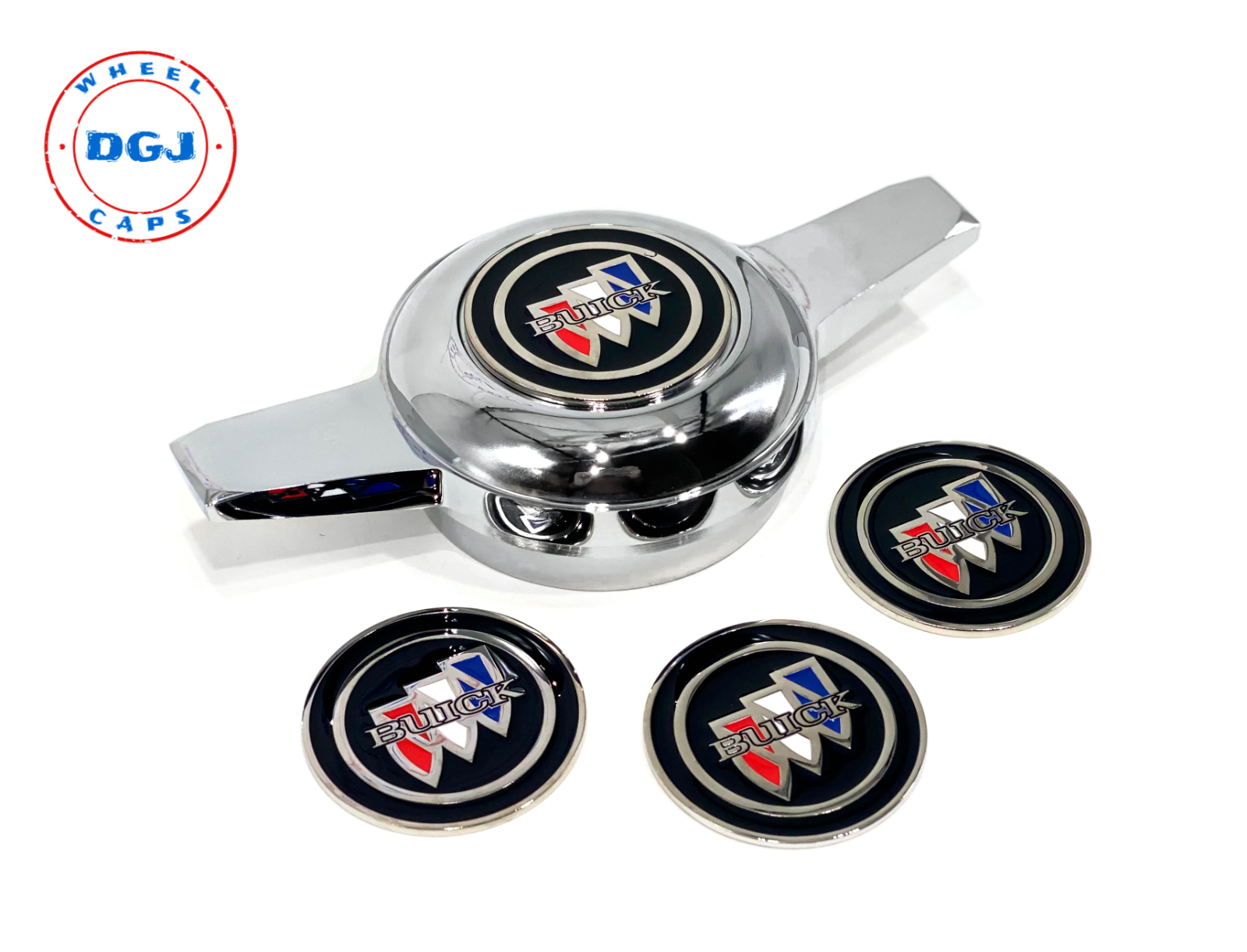 Buick Black on Chrome Lowrider Wire Wheel Metal Chips Emblems Size 2.25 ...