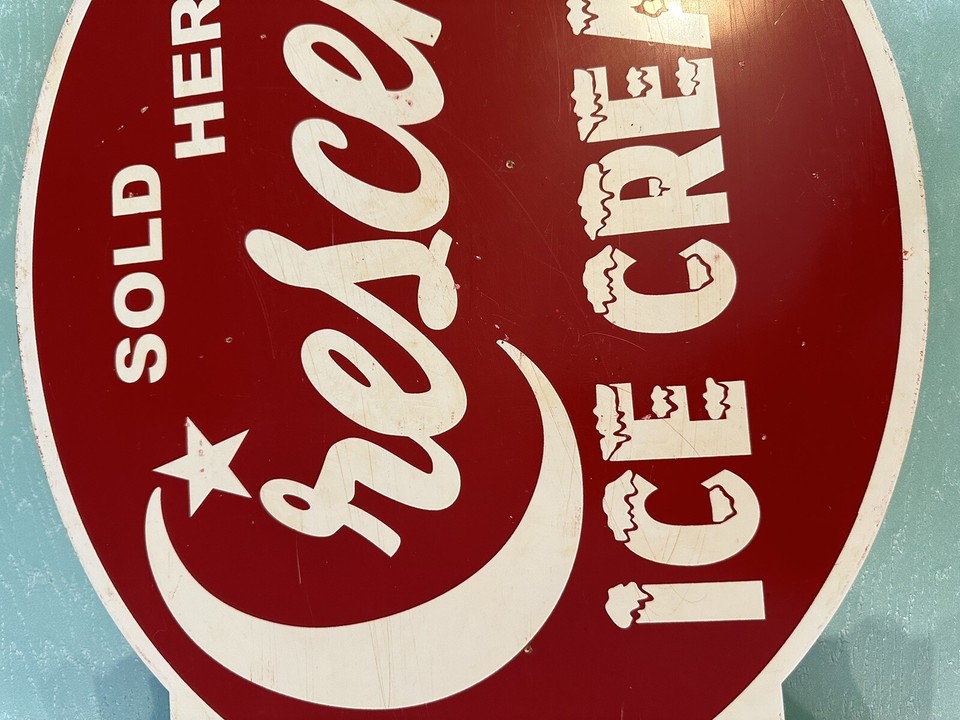 Crescent Ice Cream Dealer 2 SIded Painted Metal Flange Sign (Rare Find ...