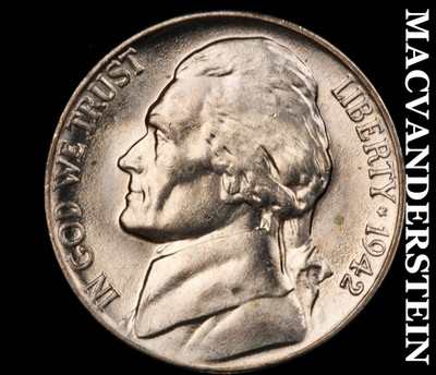 1942-P Jefferson Nickel - Type 2 - Choice Gem Brilliant Unc+++ Lustrous ...